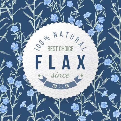 Flax round label with type design Royalty Free Vector Image