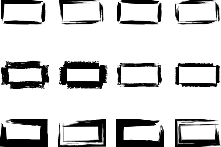 Horizontal rectangle shape bold brush stroke Vector Image