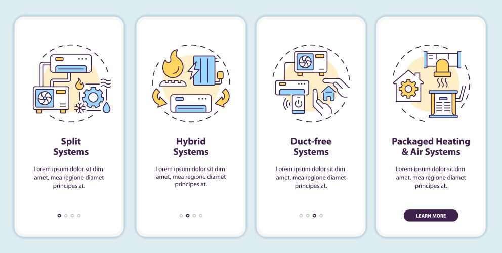 Types Of Society Onboarding Mobile App Screen Vector Image