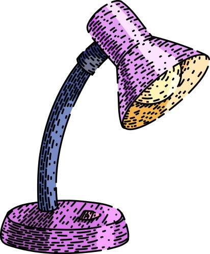 Work desk lamp sketch hand drawn Royalty Free Vector Image