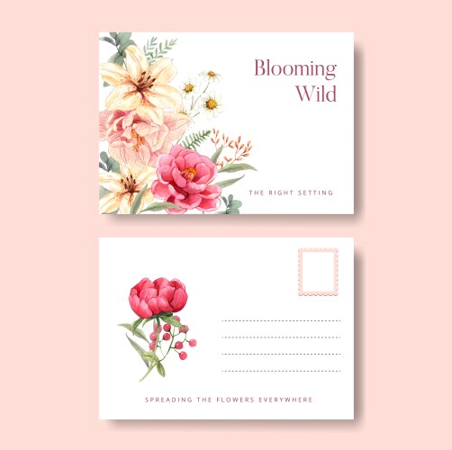 Postcard template with gorgeous flower moody Vector Image