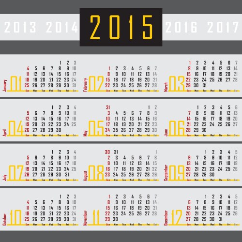 2015 calendar Royalty Free Vector Image - VectorStock