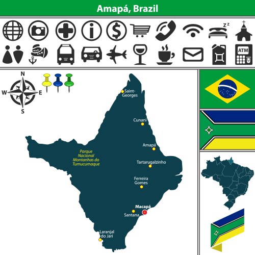 Map amapa with electronic circuit Royalty Free Vector Image