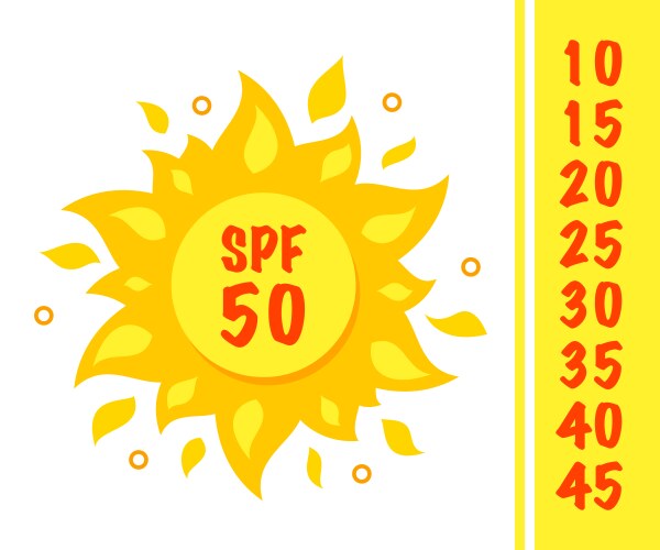 Uv sun protection spf 50 icons on white Royalty Free Vector