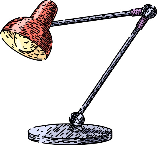 Table desk lamp sketch hand drawn Royalty Free Vector Image