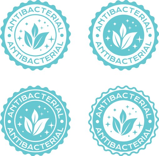 Antibacterial labels set badges with bacterial Vector Image