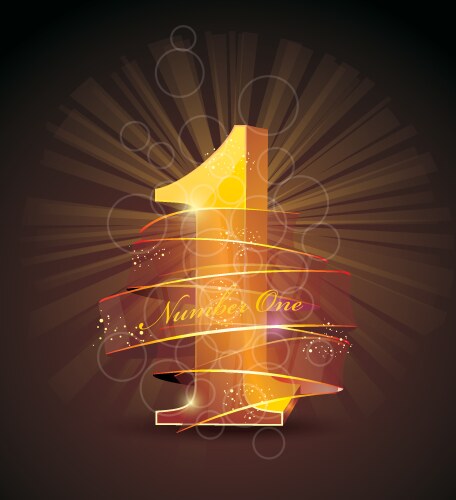Best number one background with red ribbon Vector Image