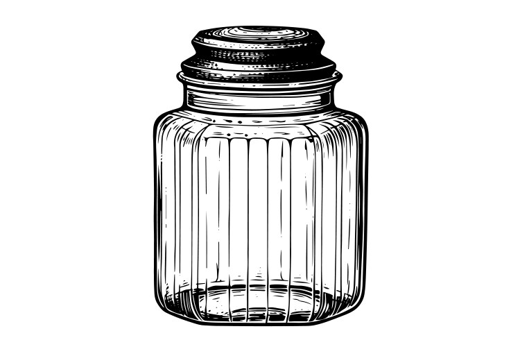 Empty jar hand drawn ink sketch engraved Vector Image