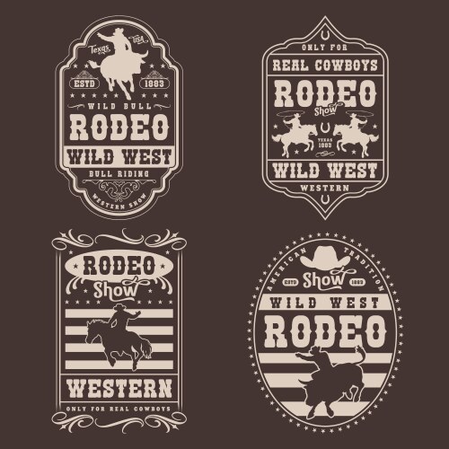 Rodeo festival monochrome set stickers Royalty Free Vector