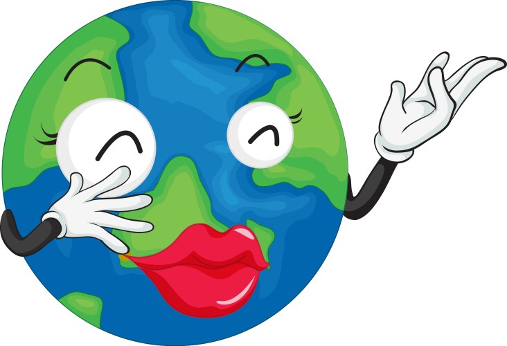 Healthy planet earth with smiley face cartoon Vector Image