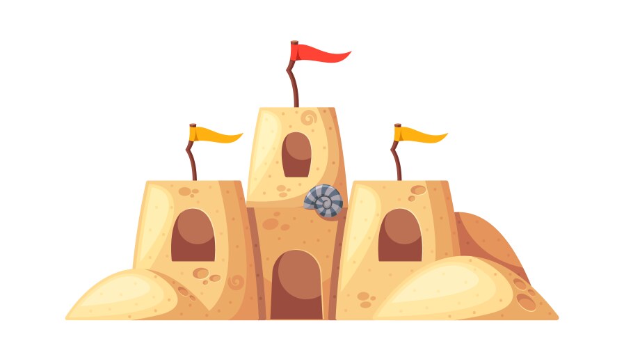 Cartoon sandcastles with detailed turrets Vector Image