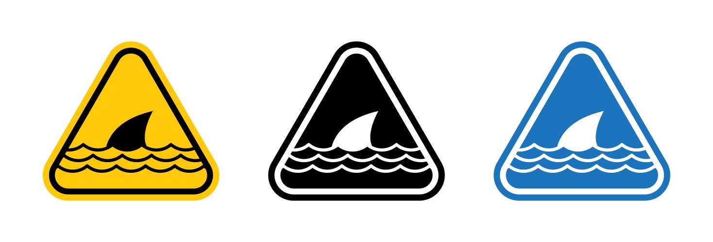 Danger of shark sign attack area safety Royalty Free Vector