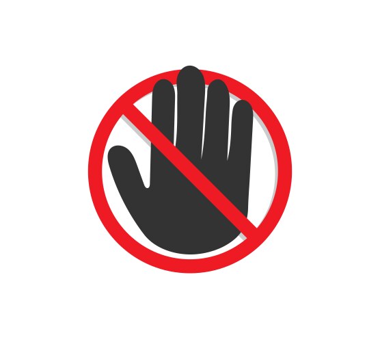 Do not touch hand icon prohibiting sign Royalty Free Vector