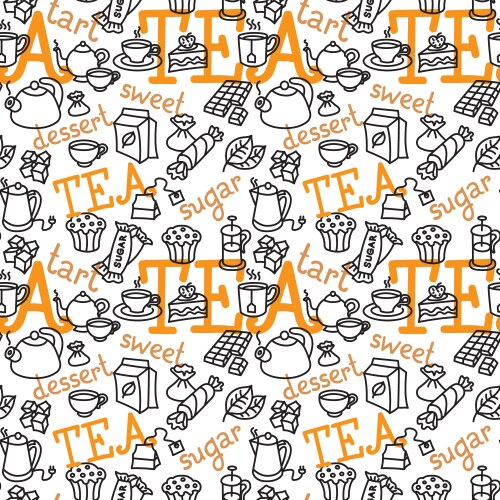 Tea seamless pattern Royalty Free Vector Image