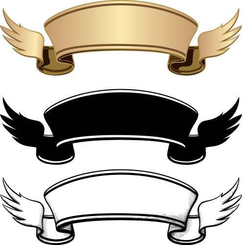 Ribbon banners engravin style Royalty Free Vector Image