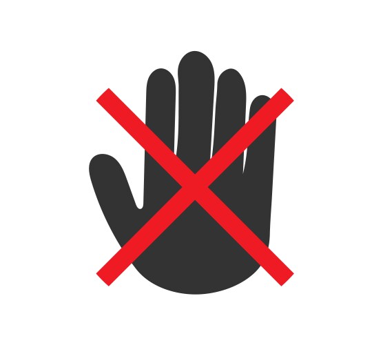 Do not touch hand icon prohibiting sign Royalty Free Vector