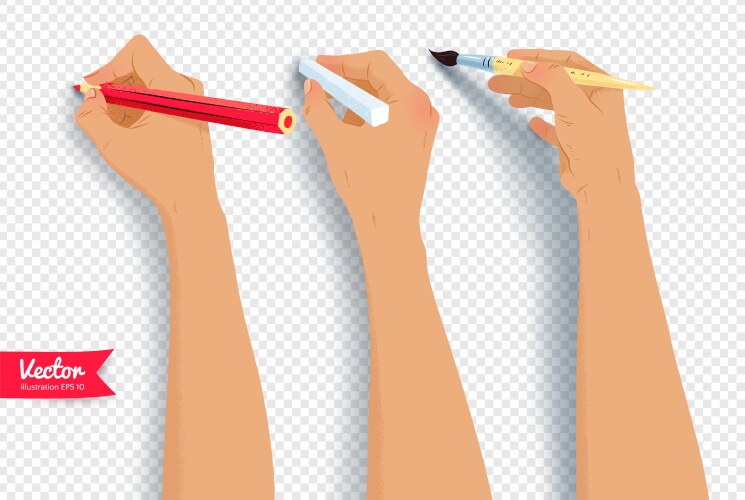 Realistic hands set transparent Royalty Free Vector Image
