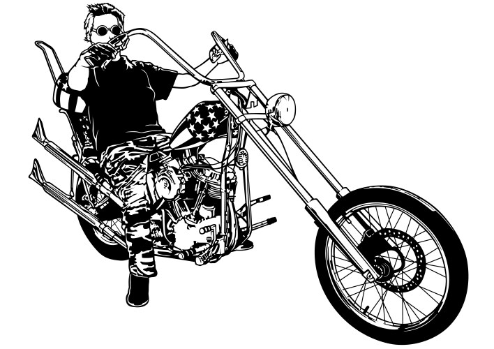 Rider on chopper Royalty Free Vector Image - VectorStock