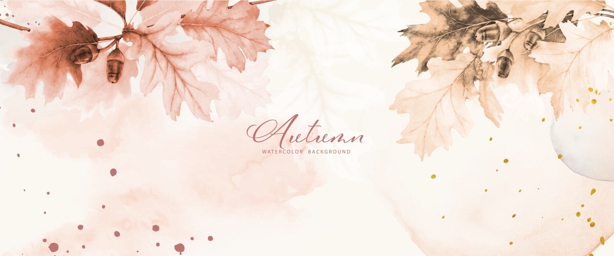 Watercolor abstract autumn background with maple Vector Image