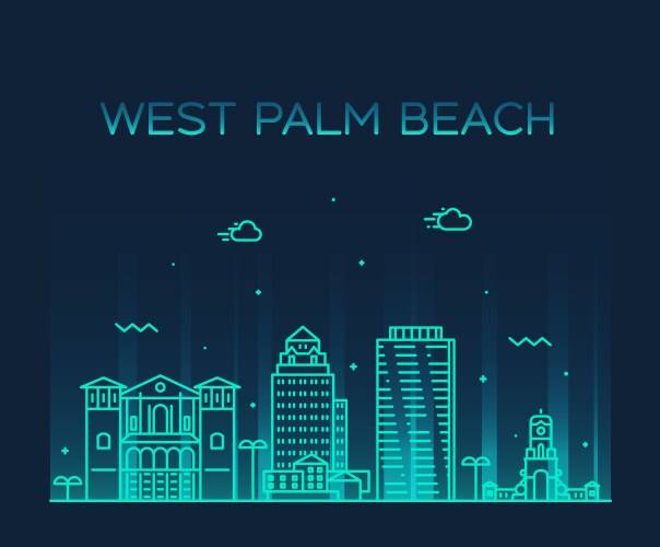 Key west single line skyline profile banner Vector Image