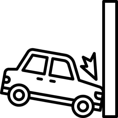 Car crashed into a wal icon accident Royalty Free Vector