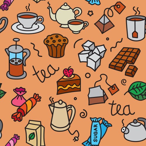 Tea seamless pattern Royalty Free Vector Image