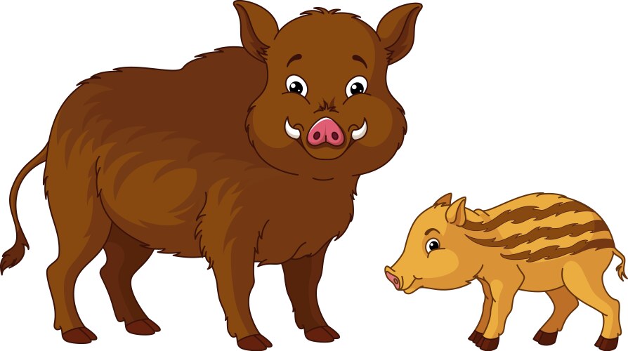 Cartoon wild boar funny animal character Vector Image