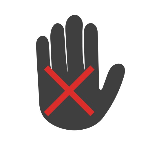Do not touch hand icon prohibiting sign Royalty Free Vector