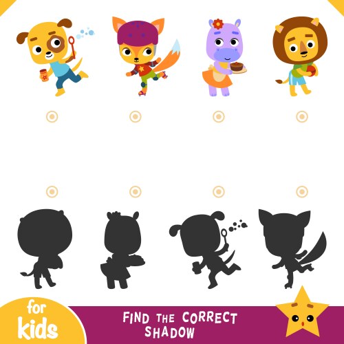 Shadows game with cartoon fantasy characters Vector Image