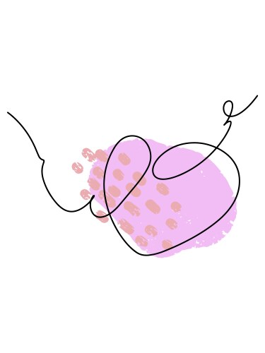 Hearts with abstract pink spots line art one Vector Image