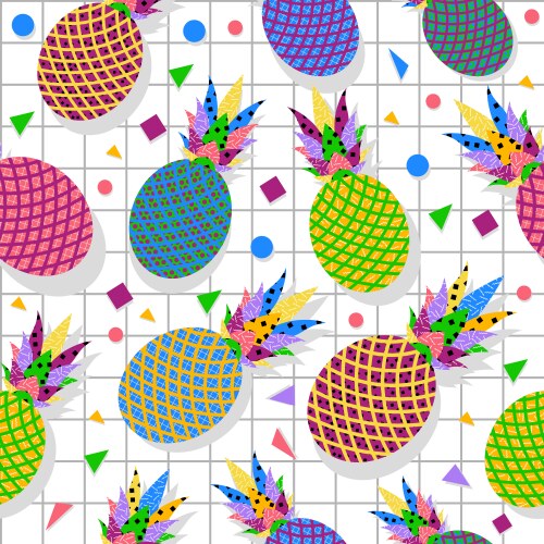 Pineapple fruit summer background in low poly Vector Image