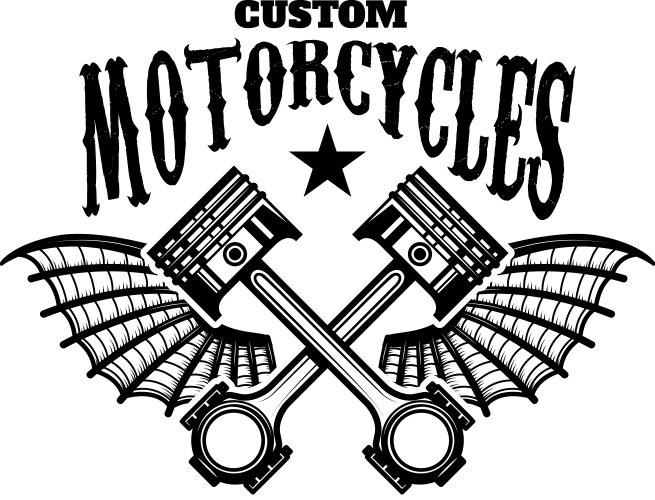 Custom motorcycles emblem template with winged Vector Image