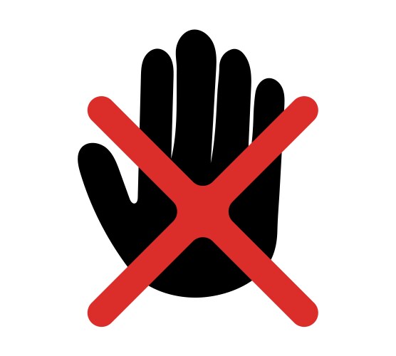 Do not touch hand icon prohibiting sign Royalty Free Vector