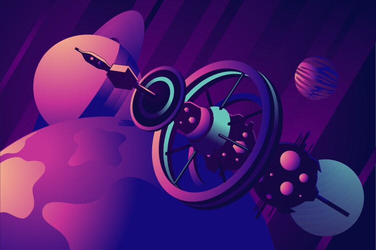 Future space station or starship cartoon Vector Image