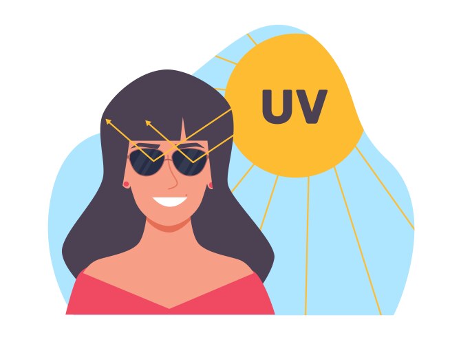 Woman uses sunglasses to protect eyes from Vector Image