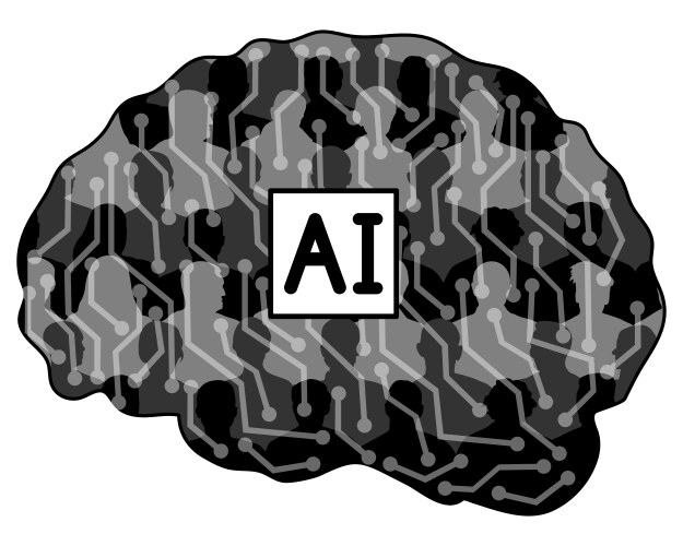 Artificial intelligence silhouette of brain Vector Image