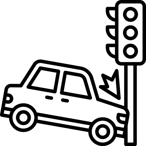 Car crashed into a traffic light pole icon Vector Image