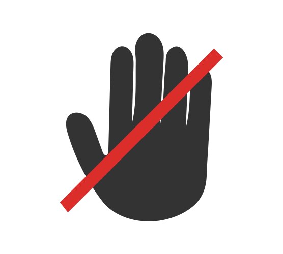 Do not touch hand icon prohibiting sign Royalty Free Vector