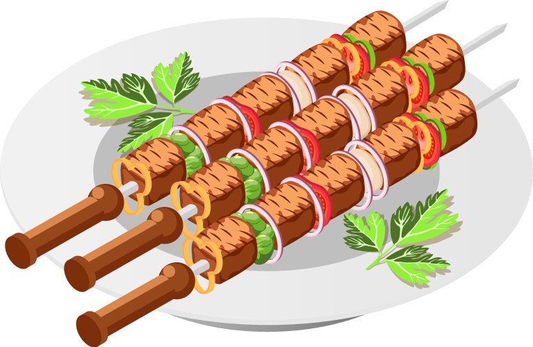 Kebab with tomatoes Royalty Free Vector Image - VectorStock