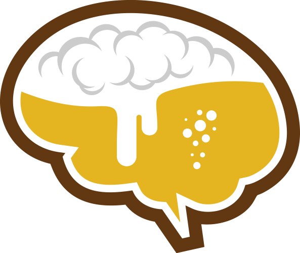 Golden human brain logo icon Royalty Free Vector Image