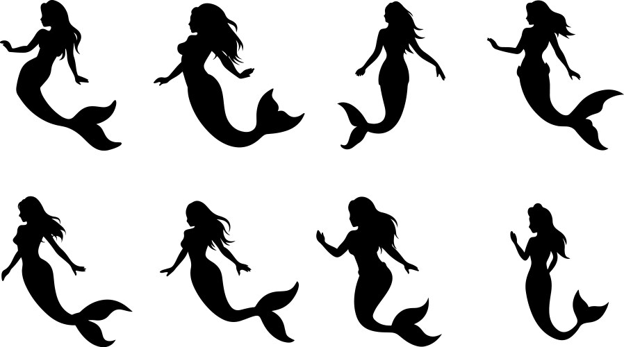 Mermaid Silhouette Vector Images (over 3,400)