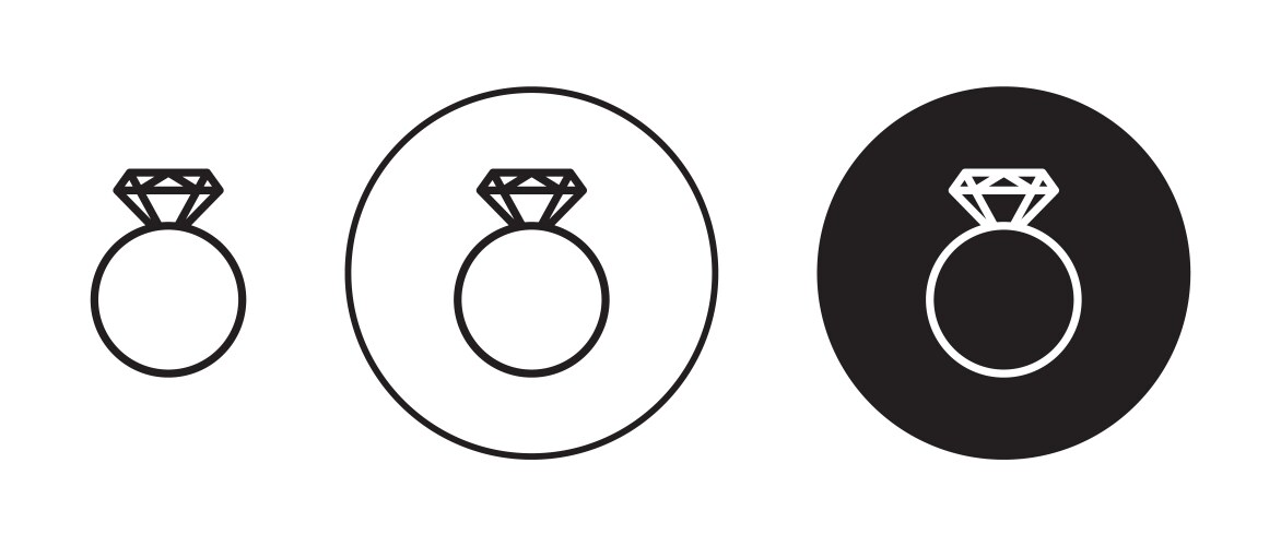 Diamond ring icon set wedding engagement jewel Vector Image