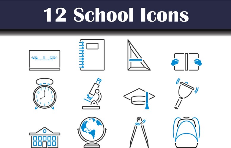 Modern school and education thin line design icons