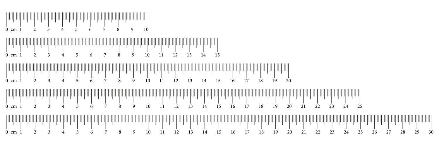 Ruler scale collection with numbers Royalty Free Vector