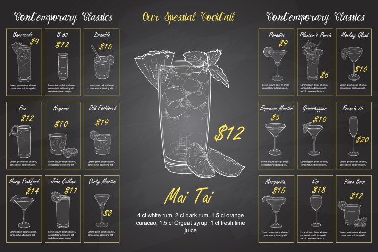 Menu Template Restaurant Cafe Horizontal Vector Images (over 480)