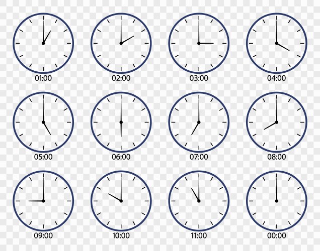 Clock faces watch dials with numbers templates Vector Image