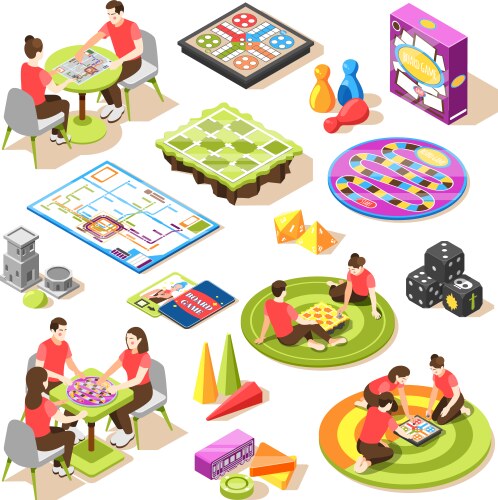 Cartoon color board games different types set Vector Image