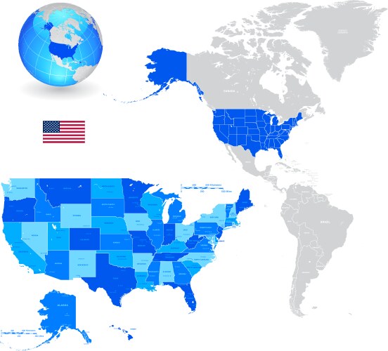 Map united states america regions maps usa Vector Image