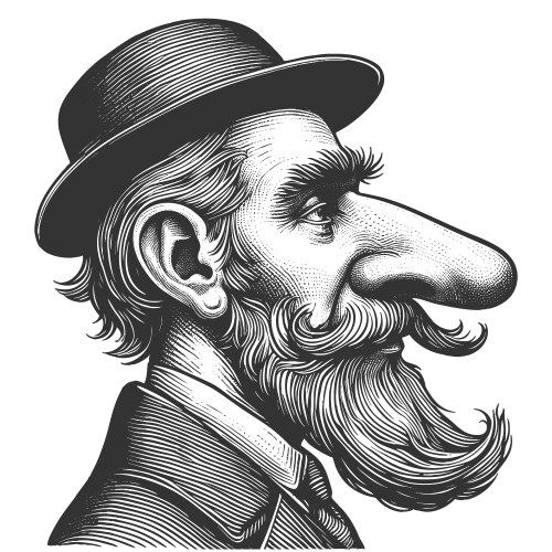 Caricatured man with large nose Royalty Free Vector Image