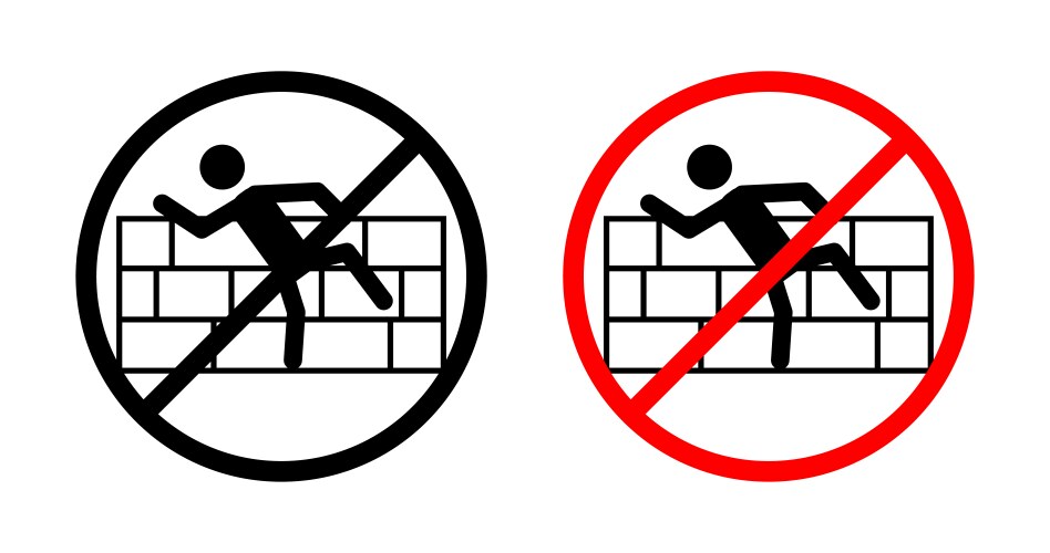 Do not climb sign icon set warning against Vector Image